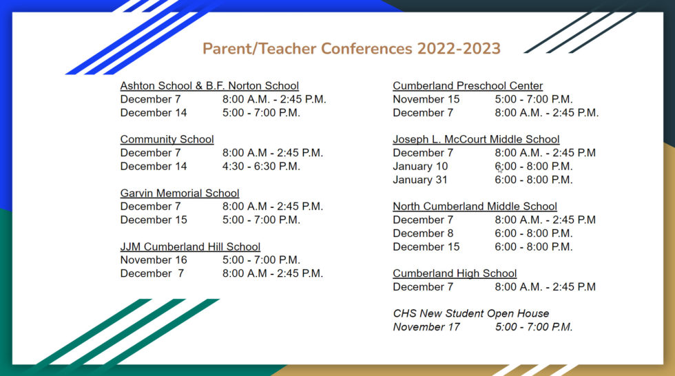 2022-2023 Parent/Teacher Conferences - Cumberland School Department